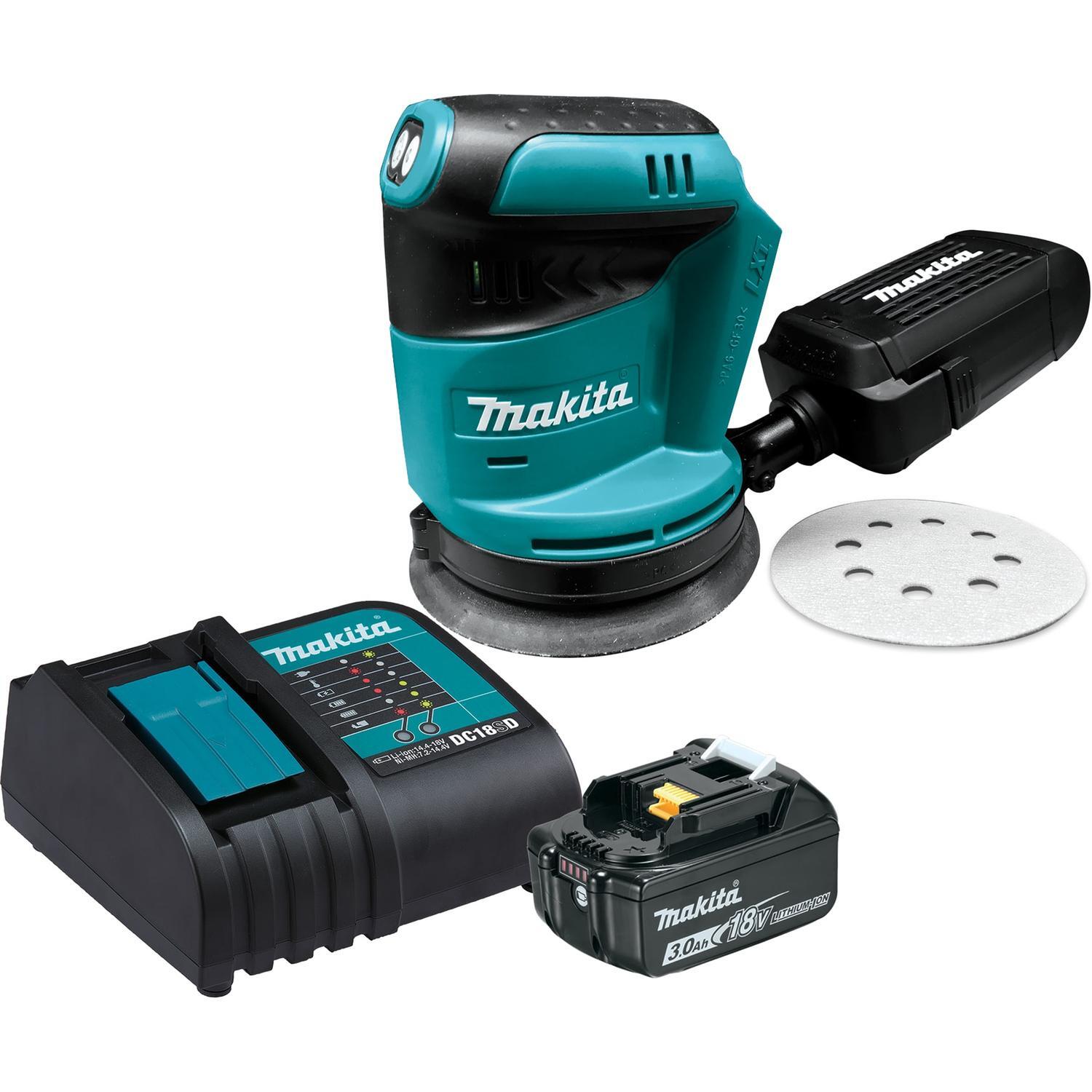 Makita | Cordless Random Orbital Sander Kit 18 Volt, 3Ah | Mitre10