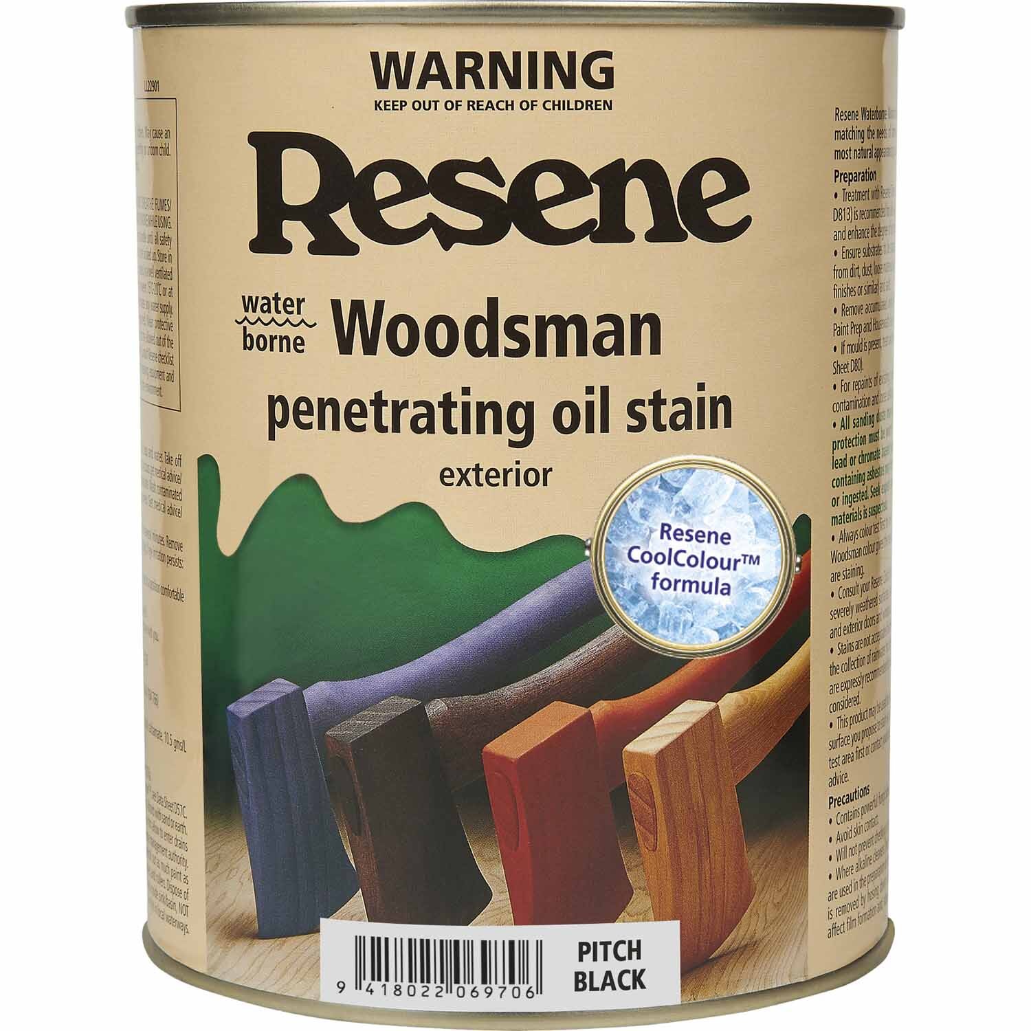 Resene | Waterborne Woodsman CoolColour Penetrating Oil Stain 1L Pitch ...