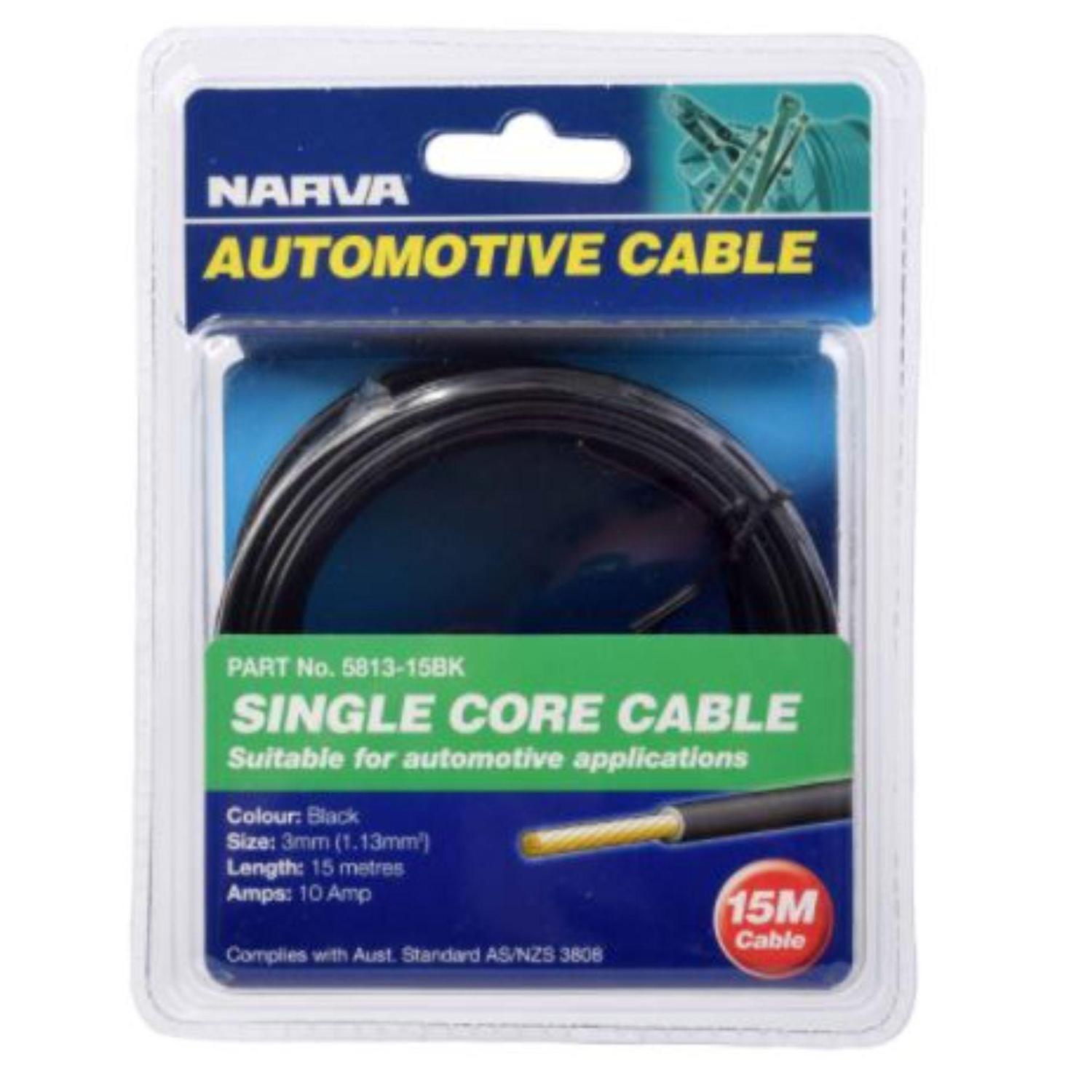 Narva | Automotive Cable 3mm x 15m Black | Mitre10