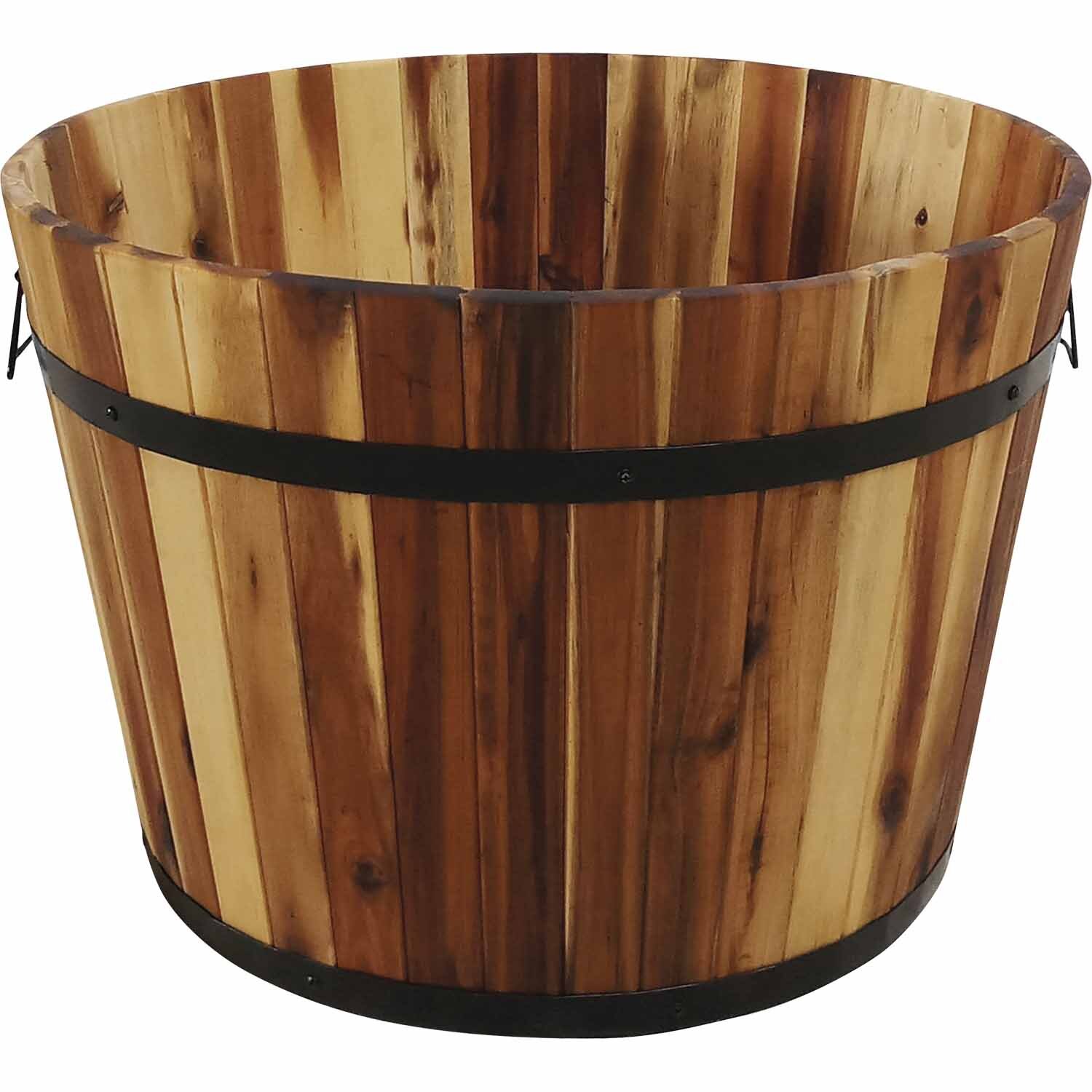 Gardeners Edge | Round Acacia Wooden Barrel Large Natural | Mitre10