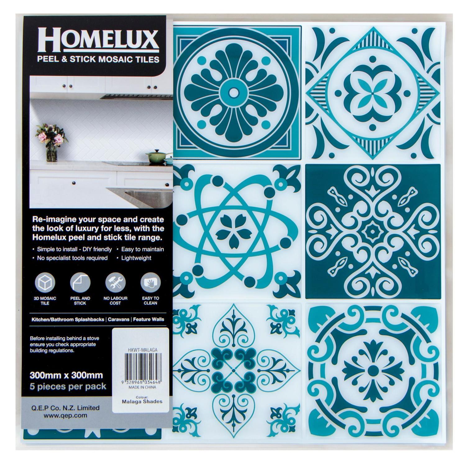 Homelux | Peel & Stick Wall Tile 300 x 300mm Malaga Shades | Mitre10