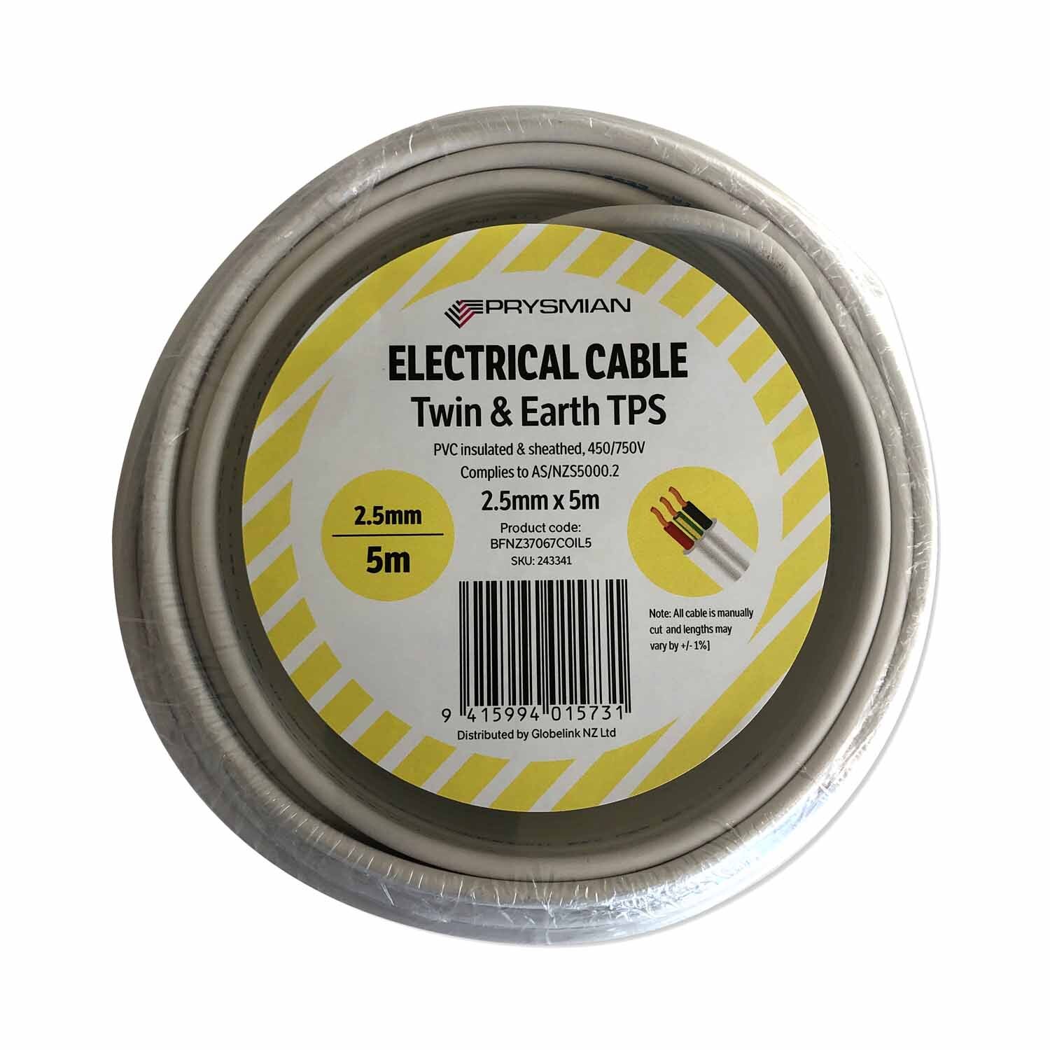 Prysmian | TPS Twin & Earth Cable 2.5mm x 5m White | Mitre10