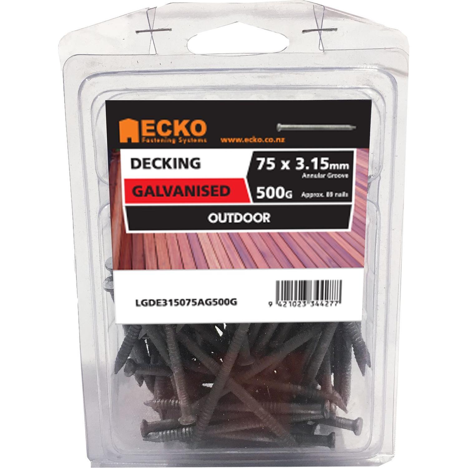 Ecko | Decking Nails 75 x 3.15mm, 500g Galvanised | Mitre10