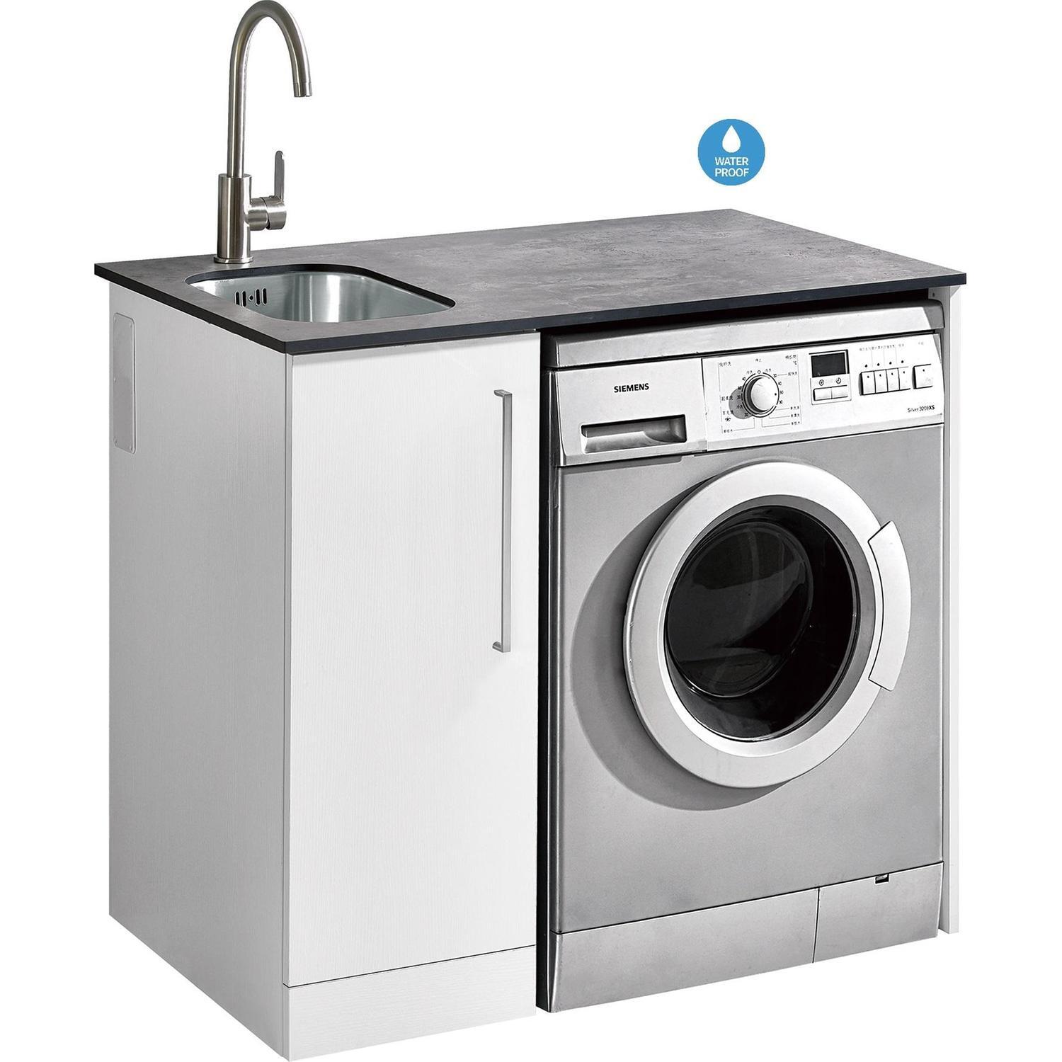 Laundry Station RH Cavity 1000mm White & Slate Grey | Laundry Tubs