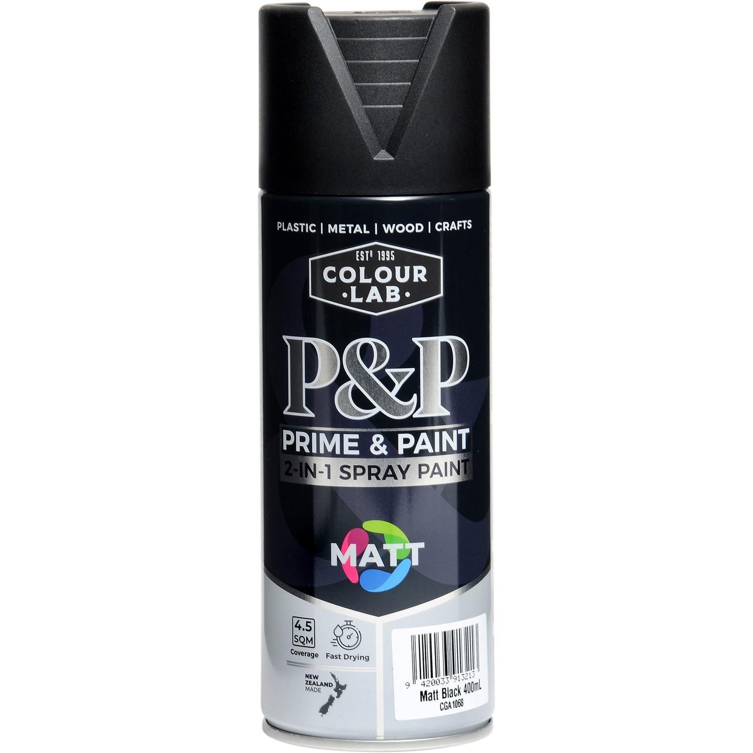 Colour Lab | Prime & Paint Aerosol Spray Paint 400ml Black | Mitre10