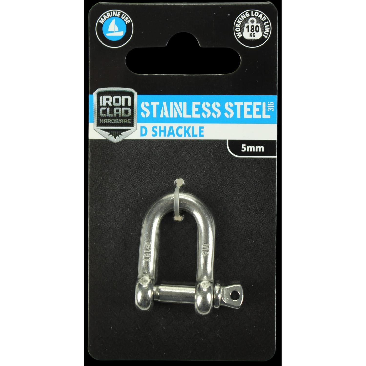 Iron Clad | D Shackle 5mm Stainless Steel 316 | Mitre10