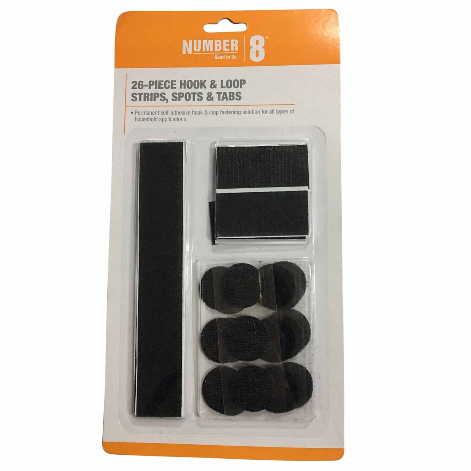 Number 8 | Hook and Loop Assorted 25x150mm 25x50mm 25mm Black | Mitre10