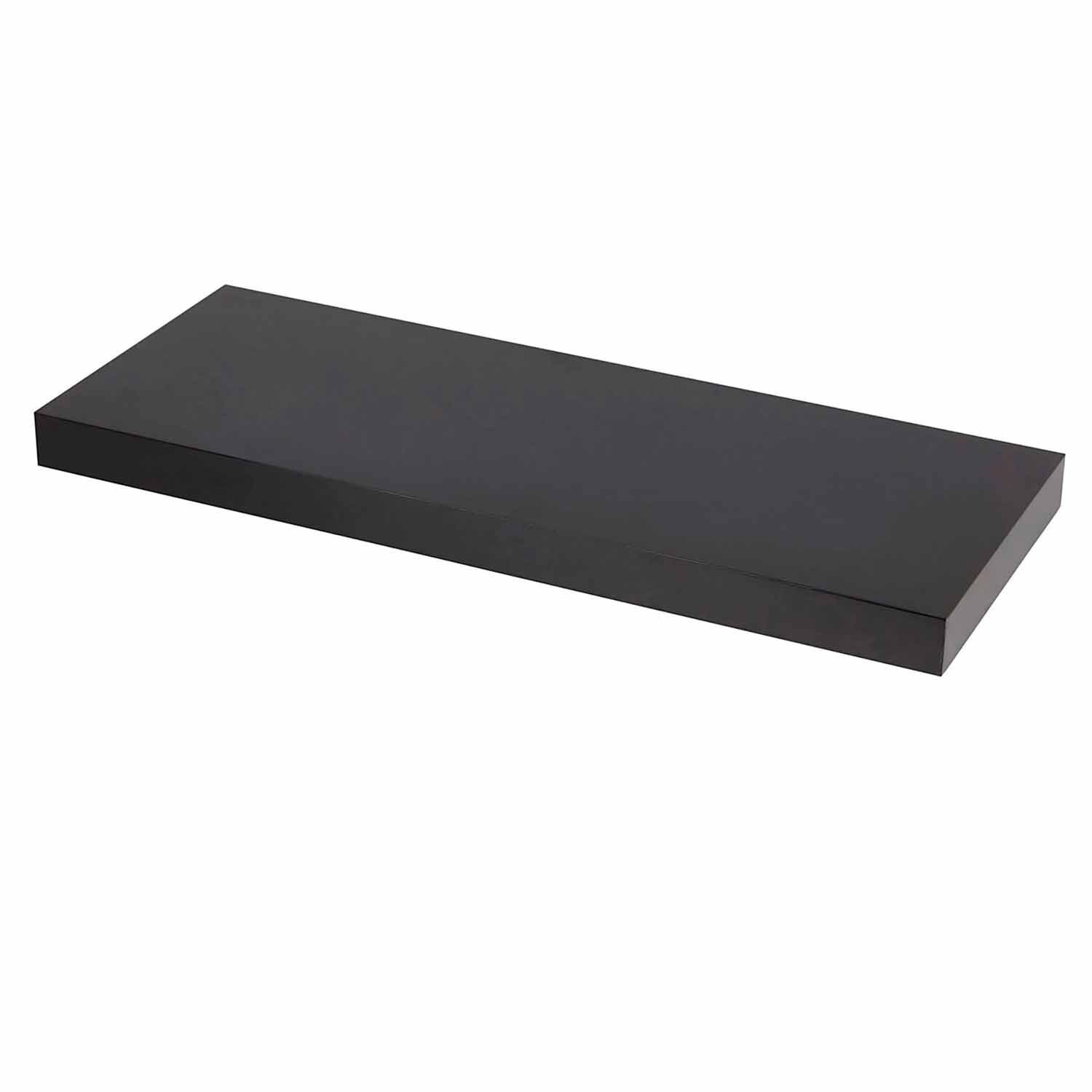 Ledge | Floating Shelf W:600mm, D:250mm, H:38mm Gloss Black | Mitre10