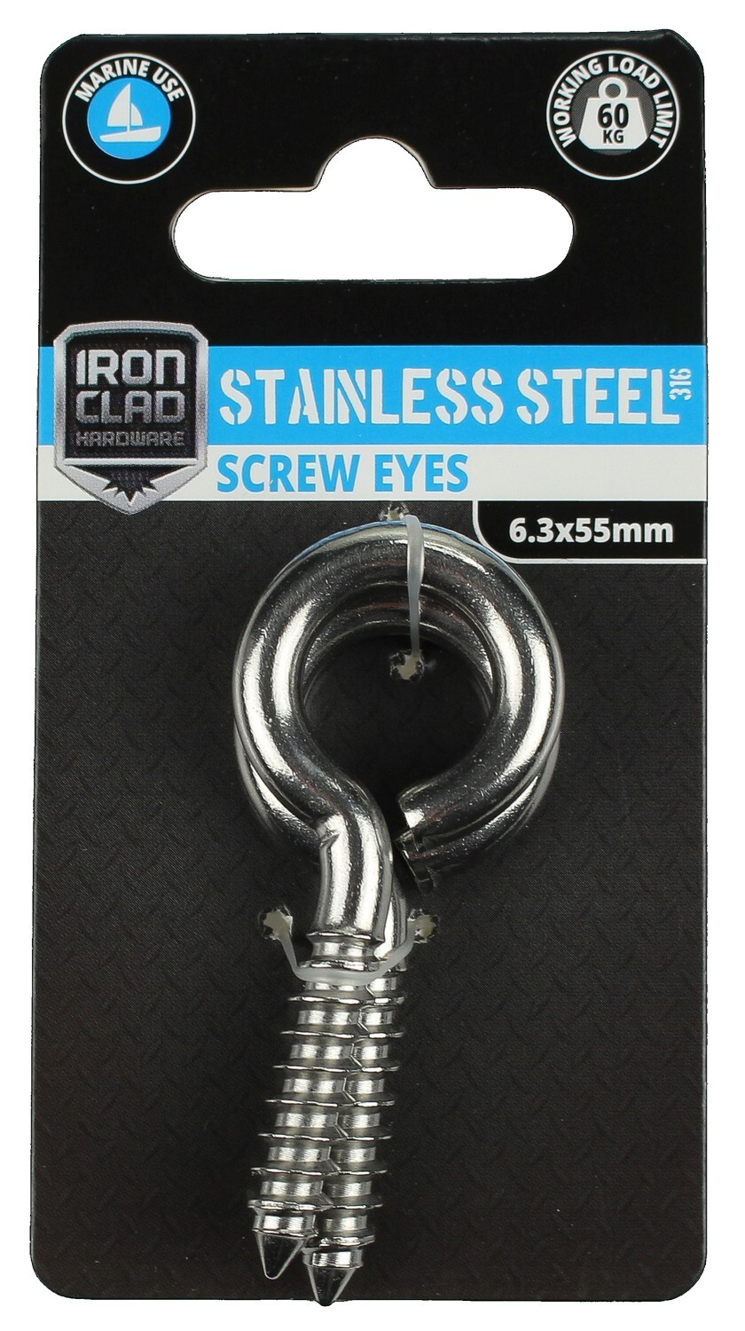 Screw Eyes 5.3x55mm Stainless Steel 316 | Screw Eye & Eye Bolts