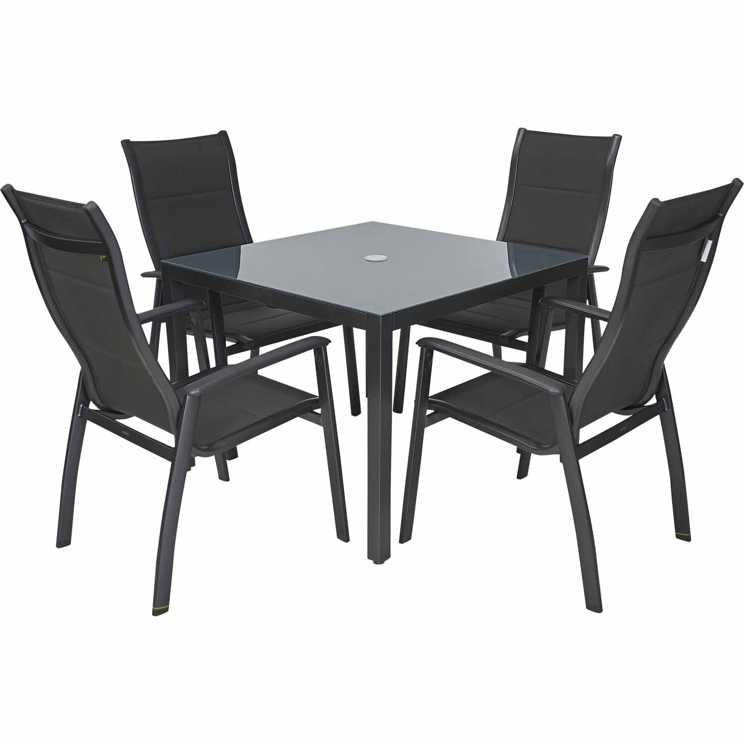 Nouveau | Outdoor Dining Setting 5 Piece High Back Sling Chairs | Mitre10