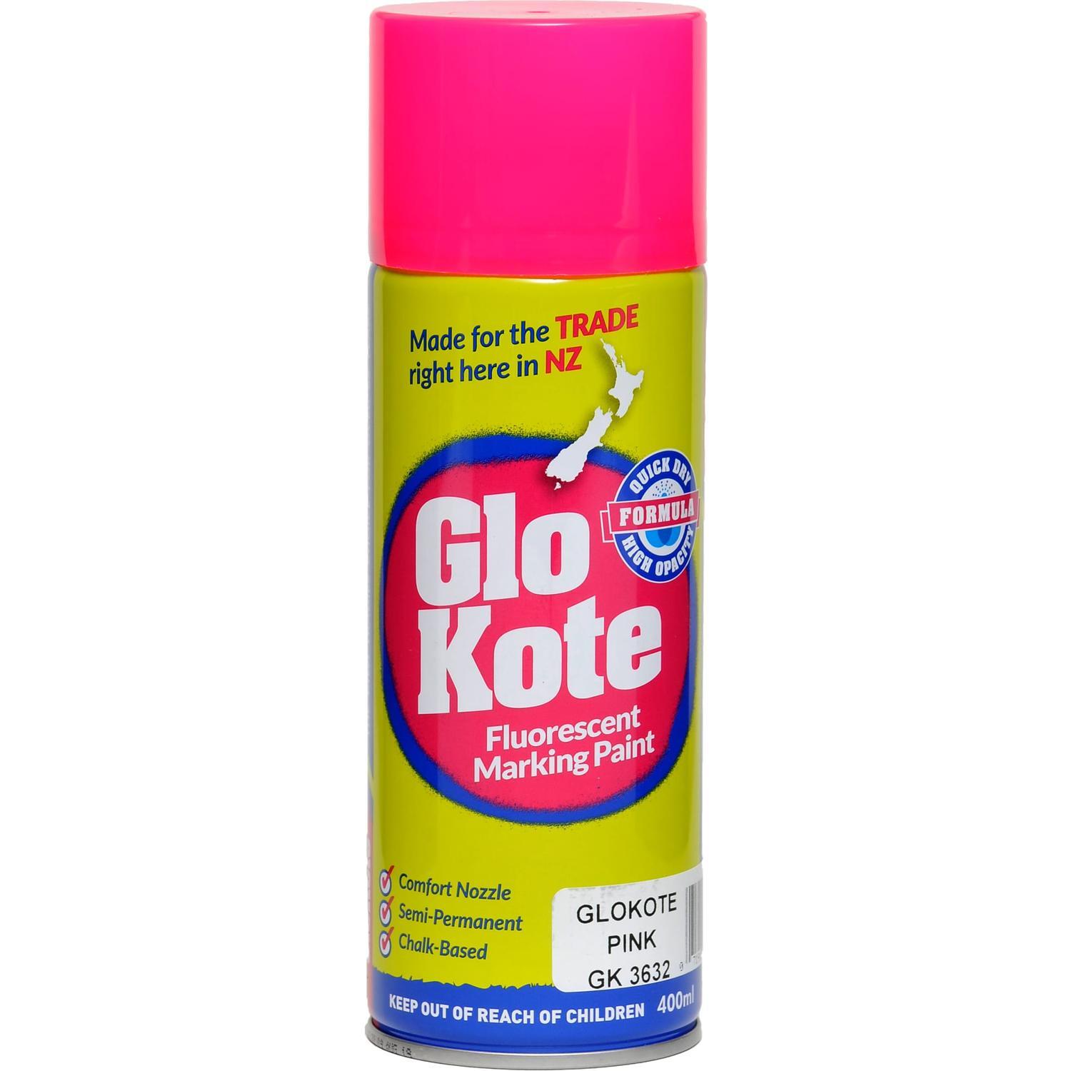 Glokote | Fluorescent Marking Spray Paint 400 ml Pink 400ml Pink | Mitre10